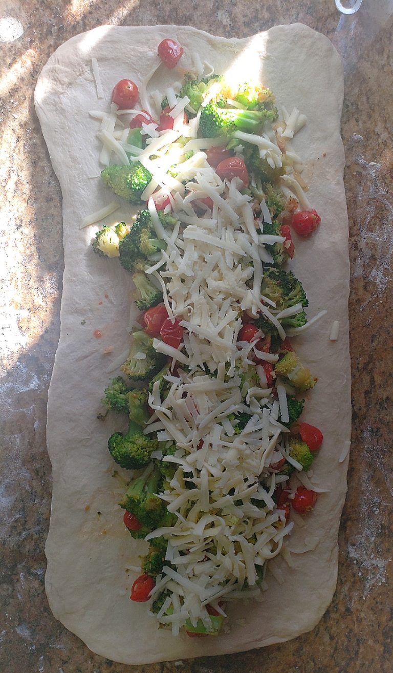 Easy Cheesy Broccoli and Tomato Stromboli | Salt Sugar Spice