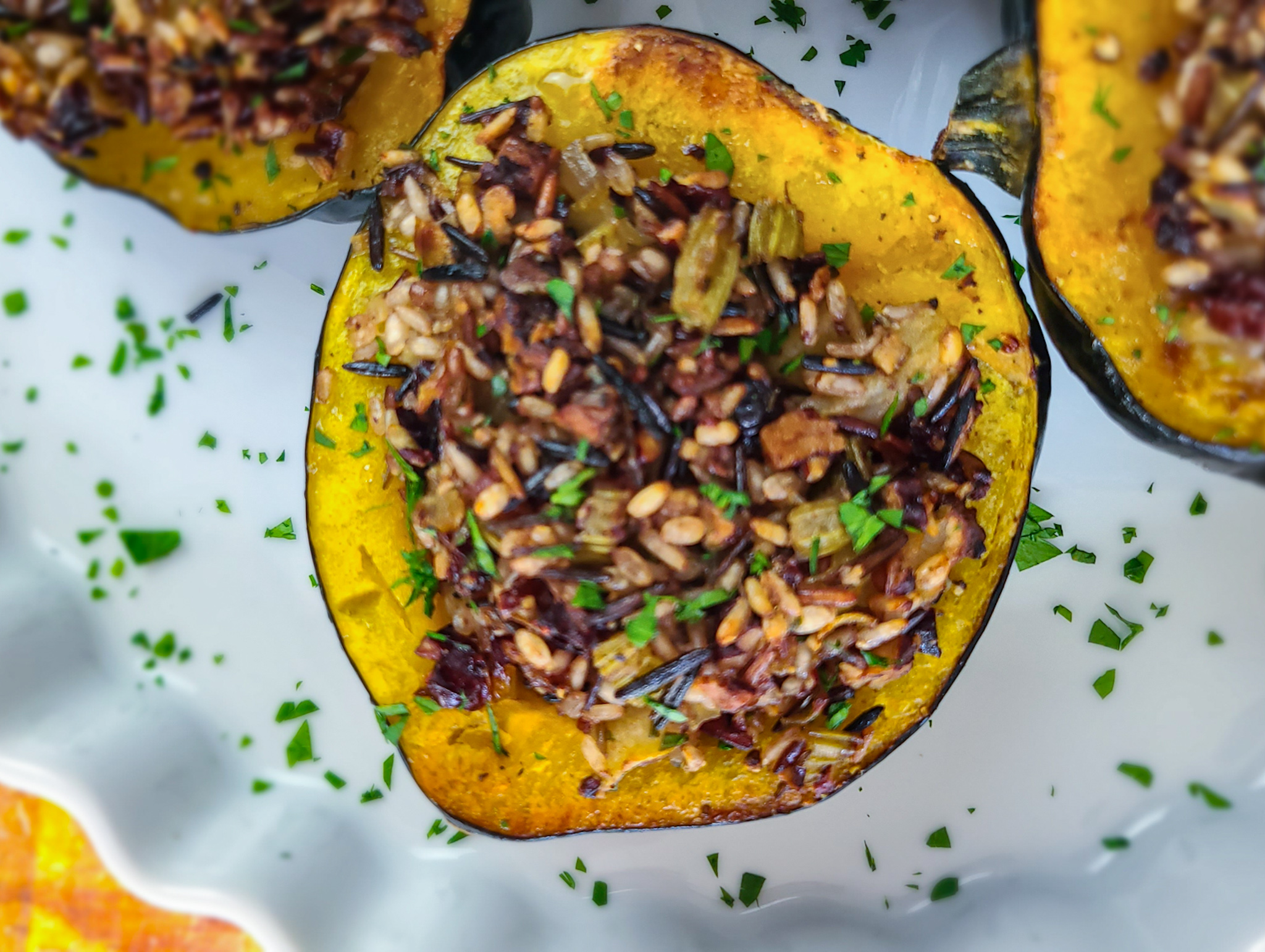 Maple Roasted Squash Stuffed with Harvest Wild Rice Medley